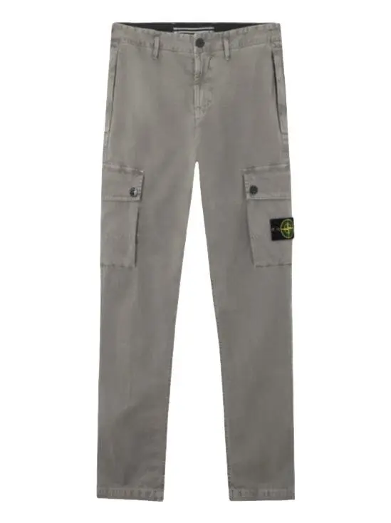 Stone Island Slim-fit Cargo Pants With Logo Patch - Cement