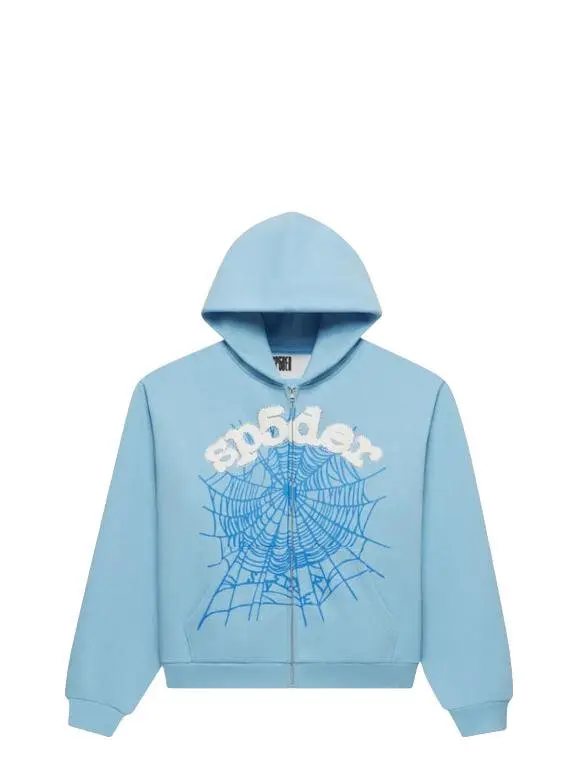 SP5DER Og Web Zip Up Hoodie - Sky Blue