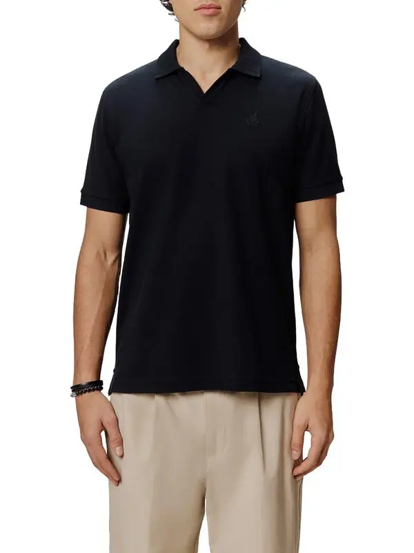 Psycho Bunny Geoffrey Johnny Collar Polo - Black