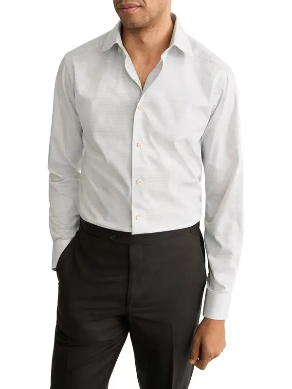 Eton Slim Fit Prince Of Wales Check Dress Shirt - Medium Brown