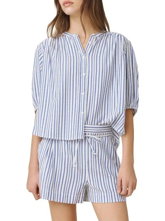 Splendid Madelyn Stripe Woven Shirt - White/azure Blue
