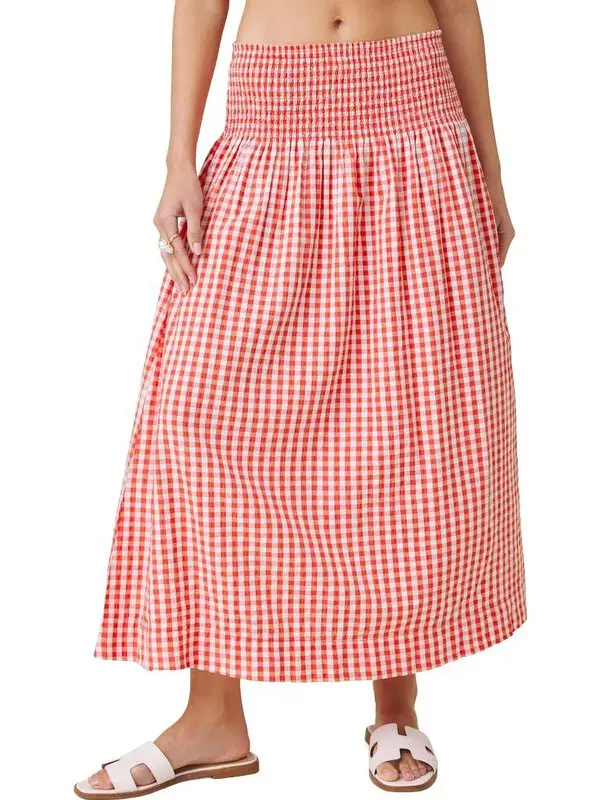 Splendid Gigi Gingham A-line Skirt - Firework/white