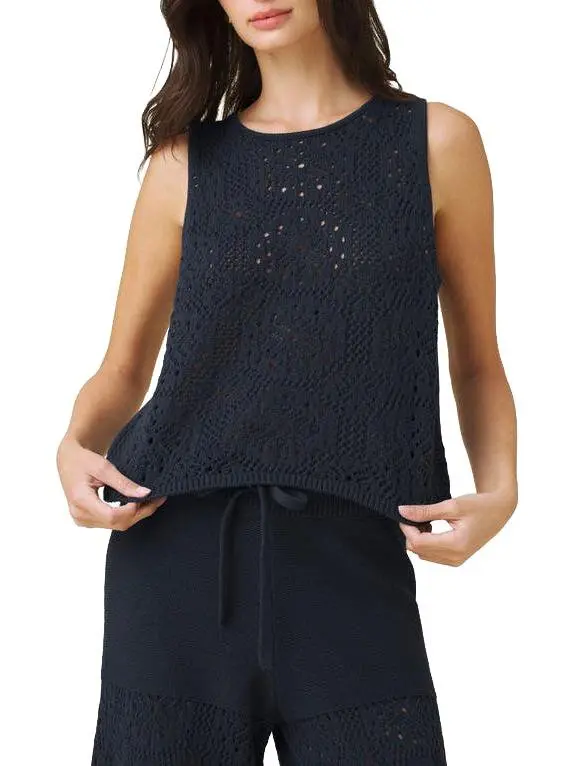 Splendid Sleeveless Open Stitch Top - Navy Blue