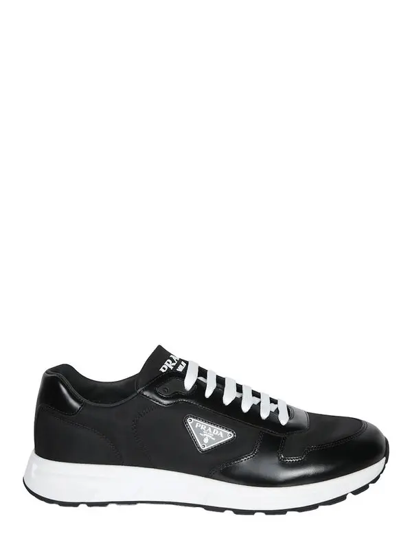 Prada Prax 01 Renylon Brushed Leather Sneakers - Black