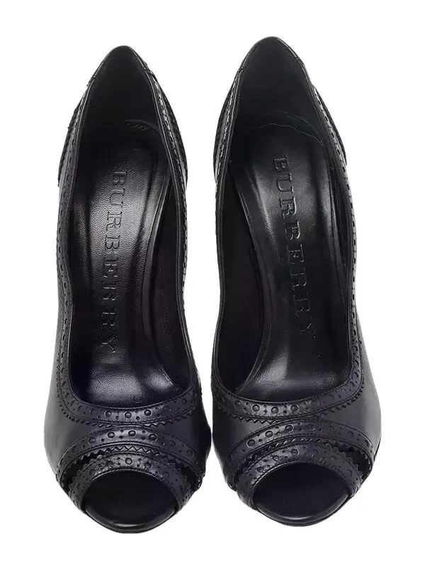 Burberry Peep-toe Leather Pumps - Black
