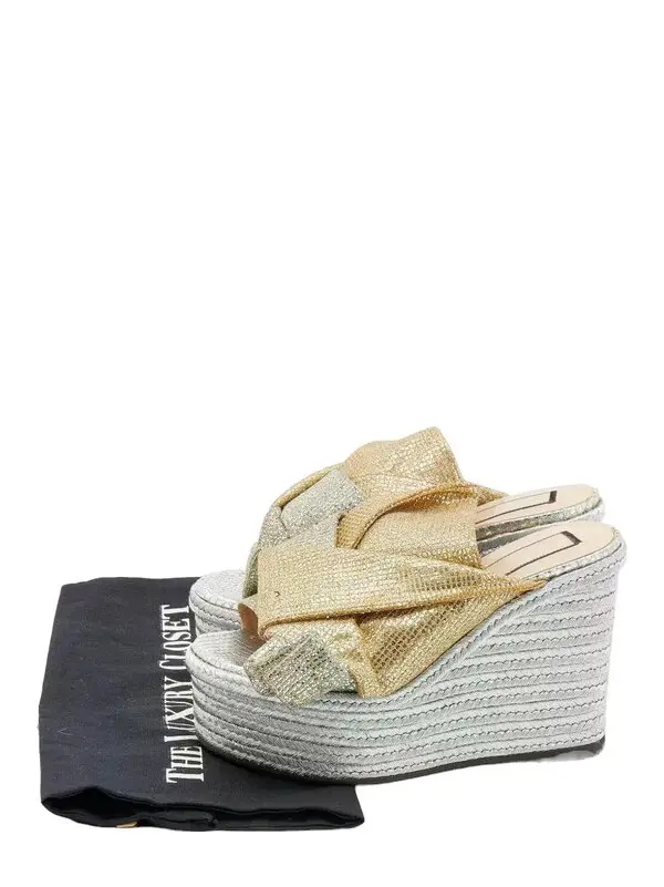 N°21 Glitter Fabric Knot Detail Heeled Espadrilles - Silver