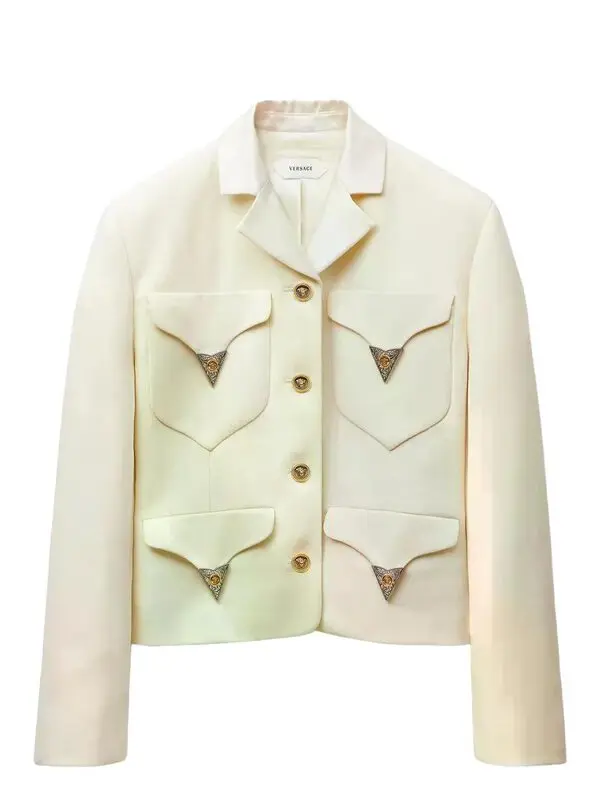Versace Wool Jacket With Medusa Details - Neutrals