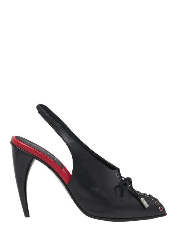 Alexander McQueen Lexie Slingback With Glossed Curved Heel - Black