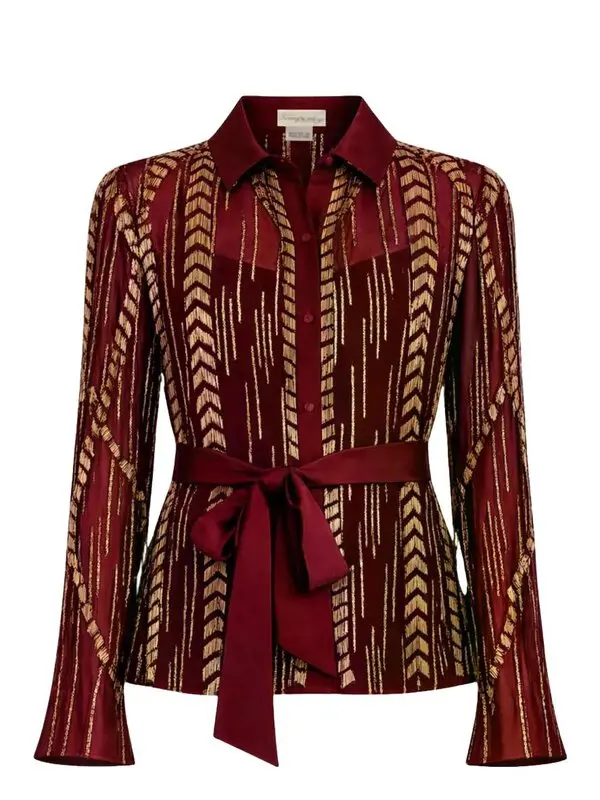 TEMPERLEY LONDON Viola Sequin Embellished Shirt - Red