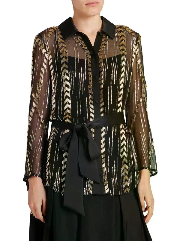 TEMPERLEY LONDON Viola Bead-embellished Shirt - Black