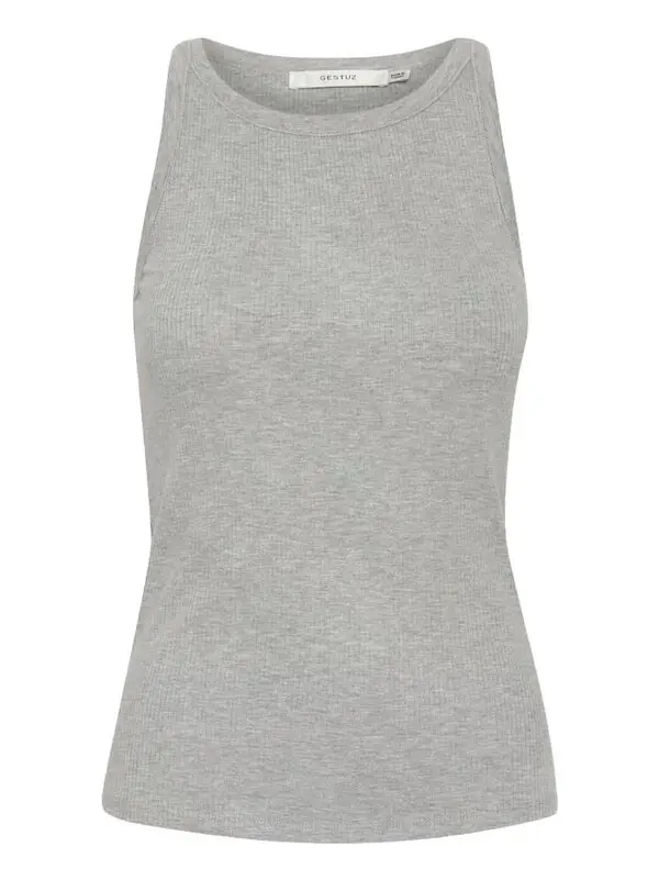 GESTUZ Ribbed Racer Back Tank Top - Grey