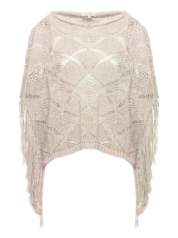 Antonelli Firenze Crochet-knit Sweater With Fringe Detail - Neutrals