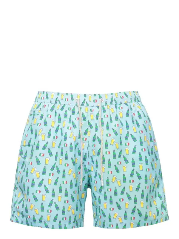 MC2 SAINT BARTH Graphic Print Drawstring Swim Shorts - Blue