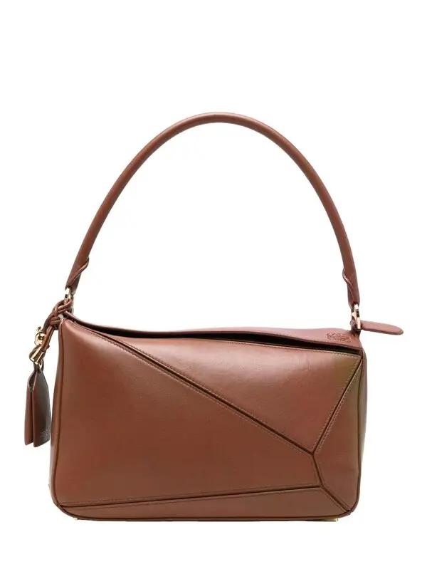 Loewe Medium Featherlight Puzzle Leather Tote Bag - Brown