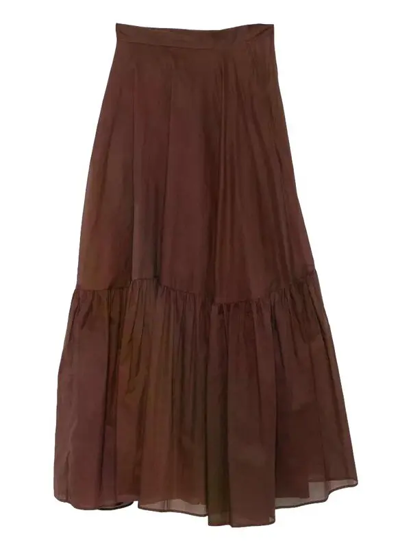 Plan C Tiered Maxi Skirt - Brown