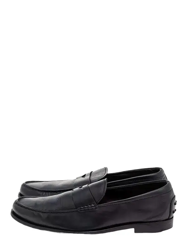 TOD'S Penny Keeper Leather Loafers - Black