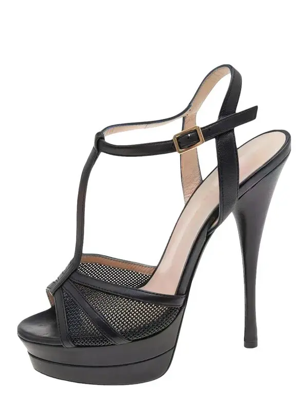 Versace T-strap Platform Stiletto Sandals - Black
