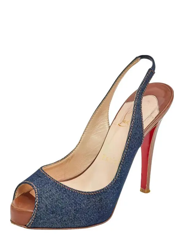 CHRISTIAN LOUBOUTIN Lady Peep Slingback Sandals - Blue