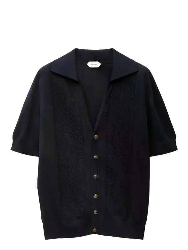 Versace Silk-cotton Knit Polo - Blue