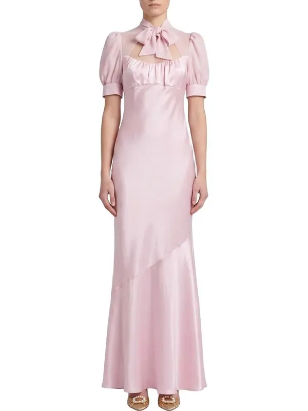 Alessandra Rich Bow Detail Maxi Dress - Pink