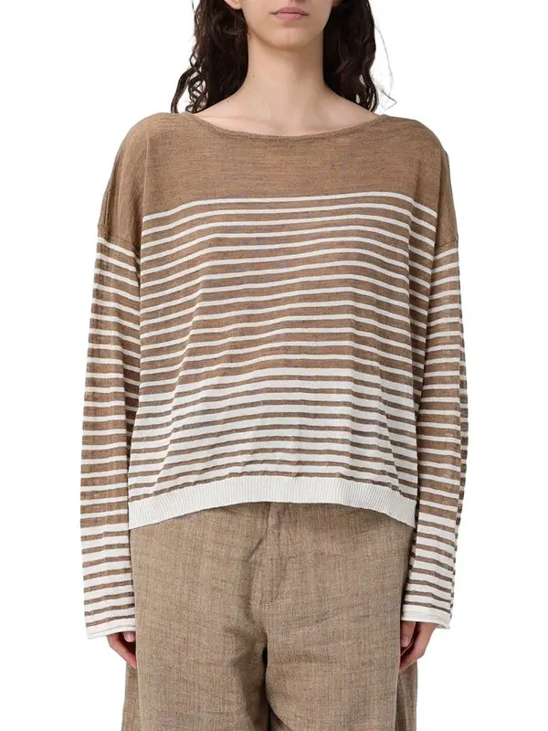 ROBERTO COLLINA Striped Sweater - Brown