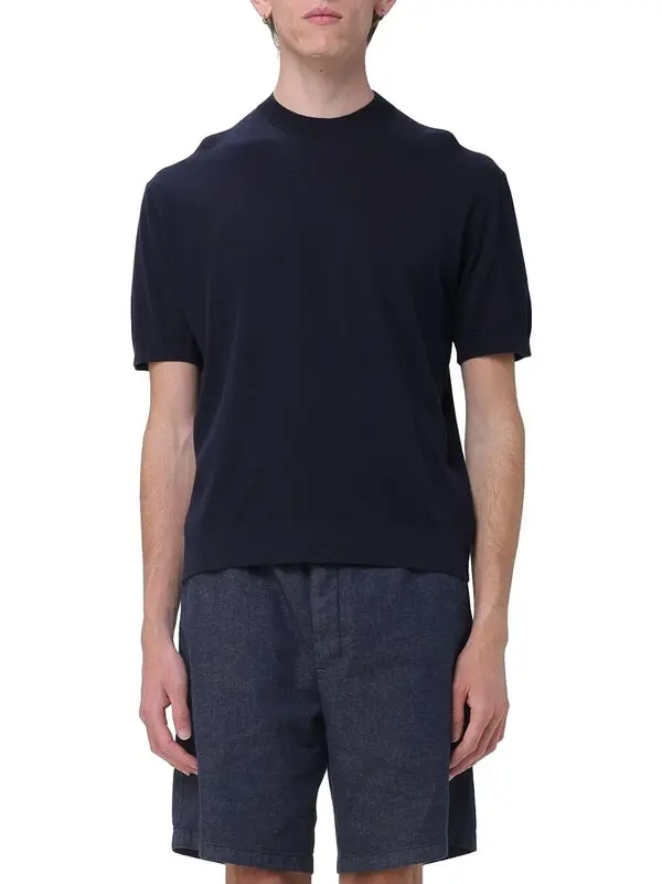 PAOLO PECORA Short Sleeve Knit Top - Blue