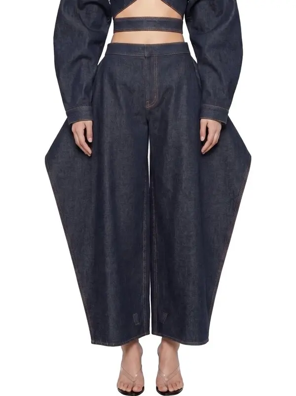 Alaïa Wide Leg Denim Pants - Blue