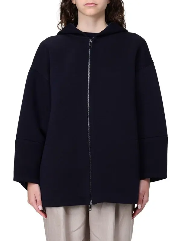 Max Mara Hooded Zip-up Sweatshirt - Blue 1