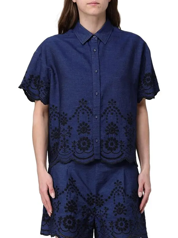MC2 SAINT BARTH Embroidered Cotton Shirt - Blue