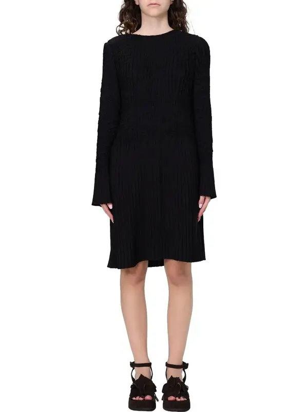 BOSS Long Sleeve Textured Midi Dress - Black