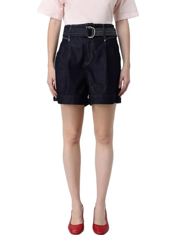BOSS Denim Shorts With Graphic Print And Belt - Blue