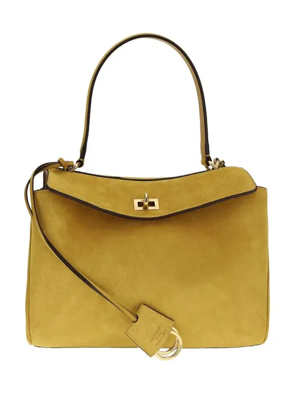 Balenciaga Rodeo Small Suede Calfskin Handbag With Charm - Yellow