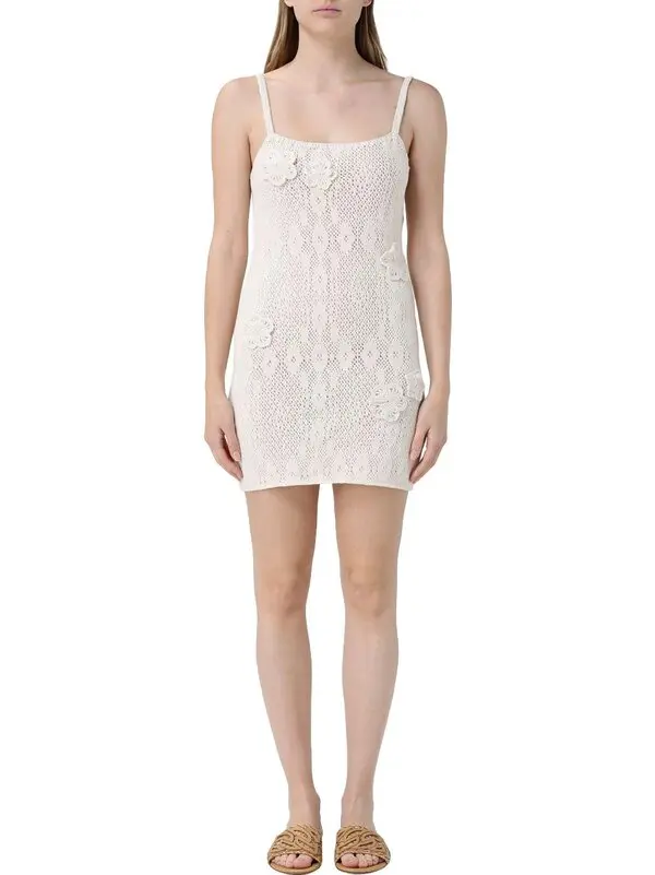 MC2 SAINT BARTH Crochet Applique Dress - Beige