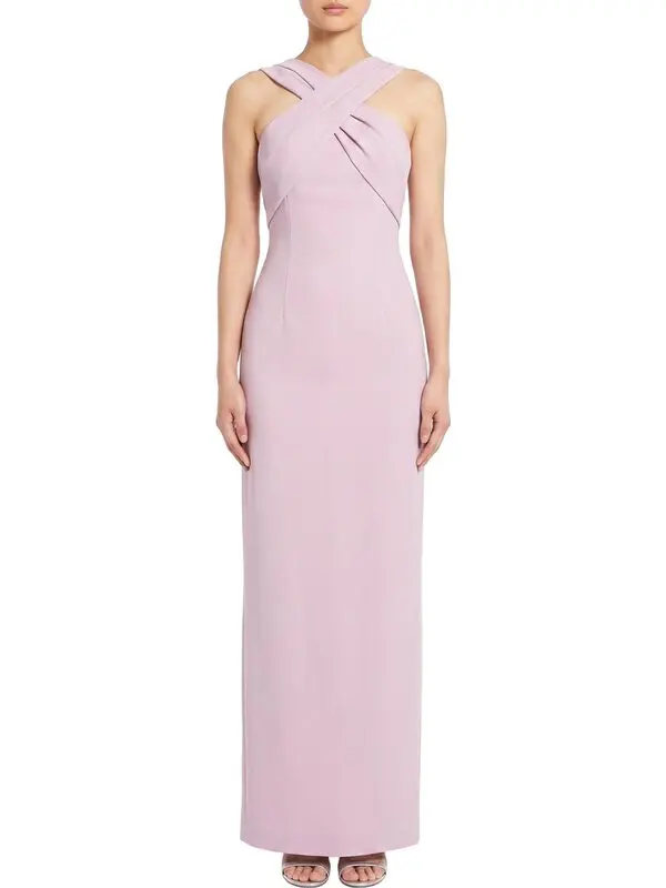 Solace London Halterneck Off-the-shoulder Crêpe Maxi Dress - Pink