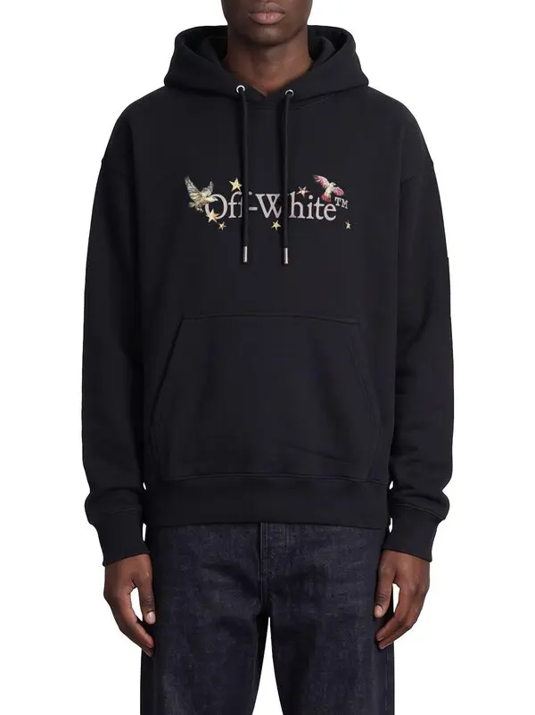 Off-White Hoodie With Embroidered Graphic - Black