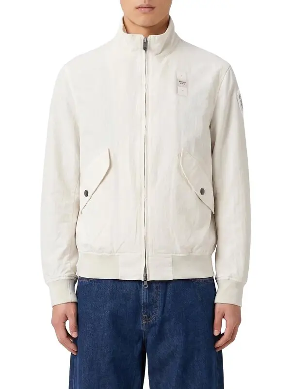 BLAUER. Cotton Bomber Jacket With Zip - Grey