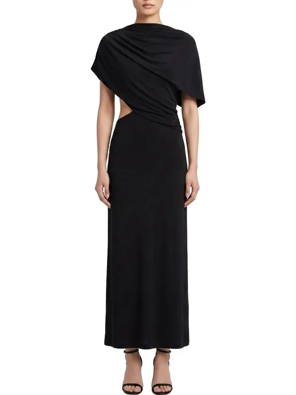 Alberta Ferretti Asymmetrical Cut-out Maxi Dress - Black