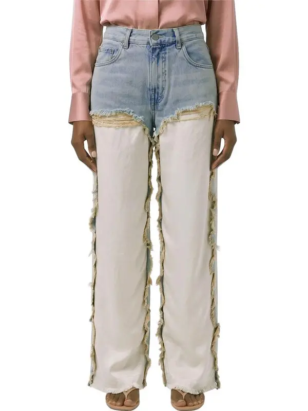 HAIKURE Bonnie Wide Leg Satin Jeans - Blue