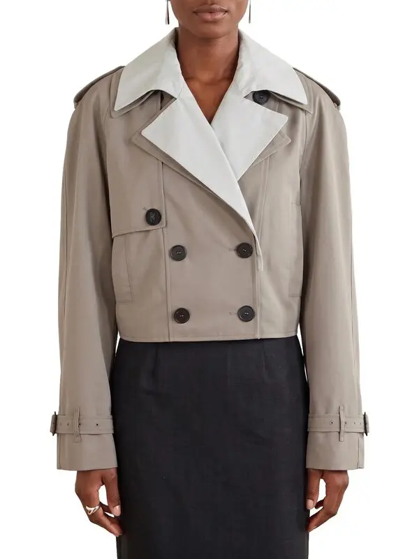 Attico Cropped Double Breasted Jacket - Grey