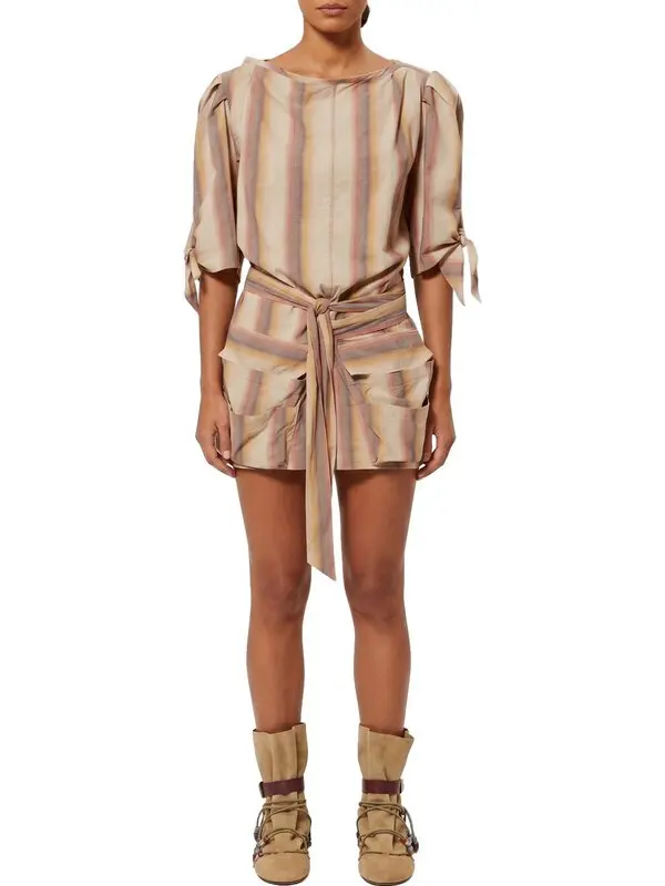 Isabel Marant Étoile Striped Dress With Tie Waist - Sand