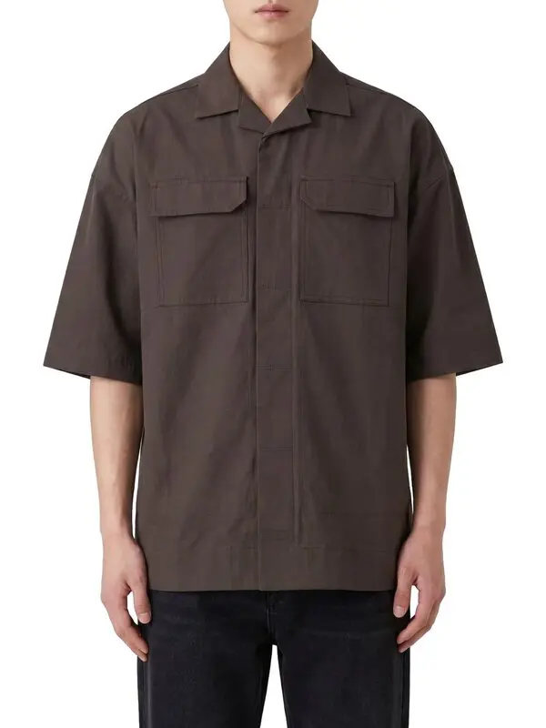 Rick Owens Casual Stretch Cotton Shirt - Brown