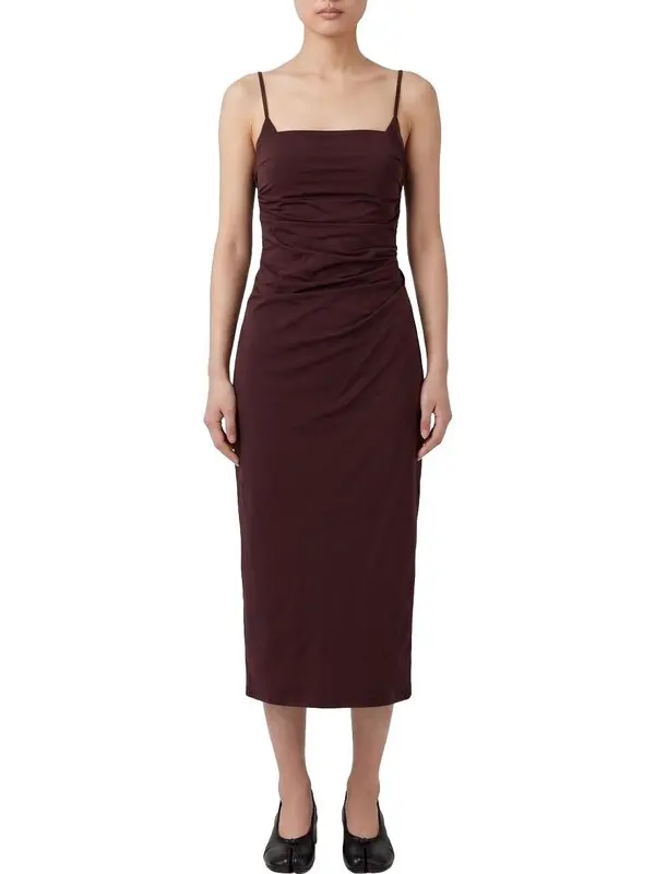 Patrizia Pepe Ruched Midi Dress - Brown