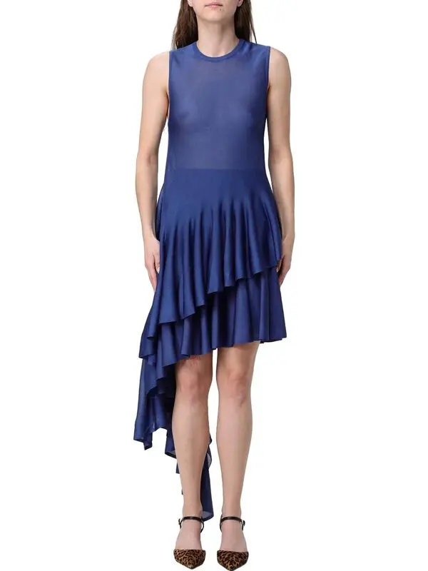 Alaïa Crewneck Asymmetrical Knit Top - Blue