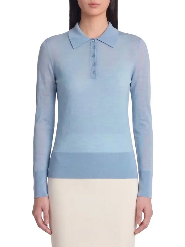 Carven Long Sleeve Polo Shirt - Sky Blue