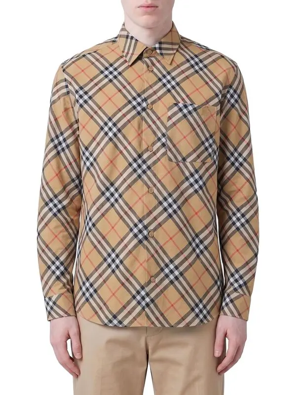 Burberry Check Linen Shirt - Beige