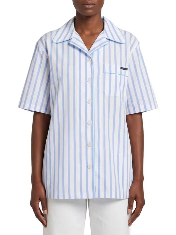 Dolce & Gabbana Cotton And Silk Blend Shirt - Blue