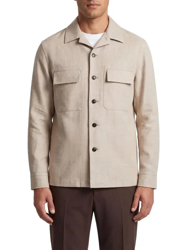 Zegna Linen Blend Overshirt - Ecru