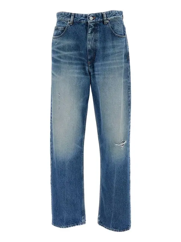 MAISON MARGIELA Distressed Paint Splatter Jeans - Blue