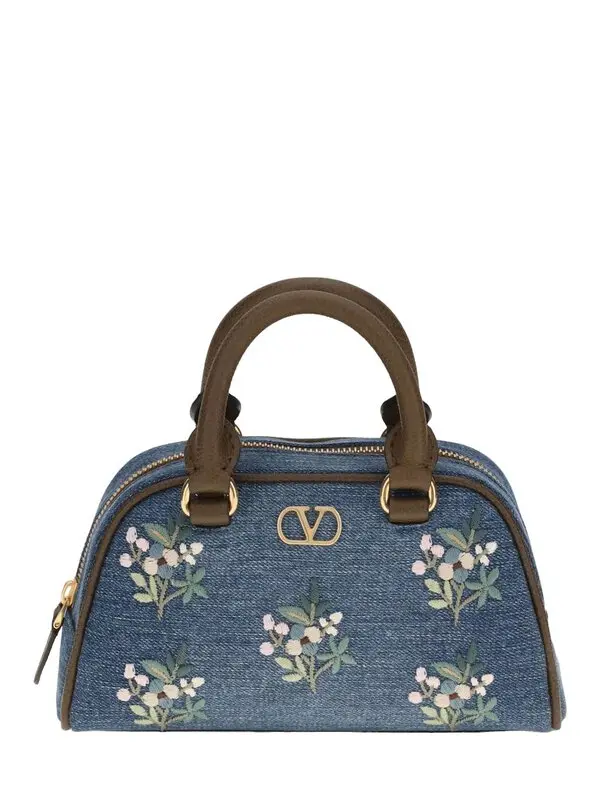Valentino Garavani Mini Bag With Floral Embroidery - Denim