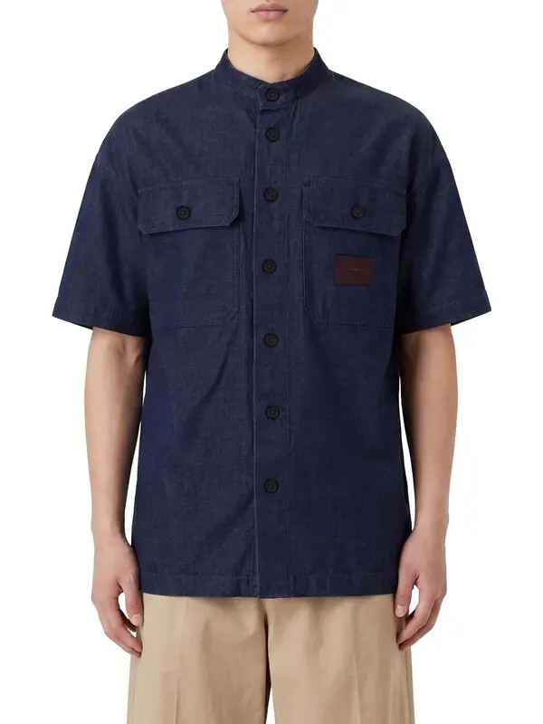 Emporio Armani Cotton Blend Casual Shirt - Denim
